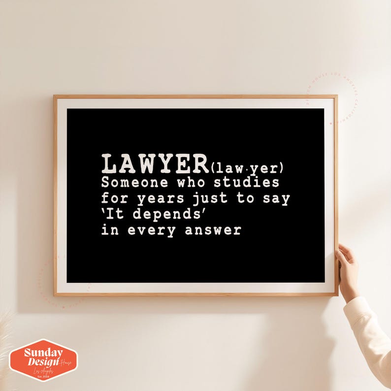 Lawyer Definition Poster, Attorney Office Decor, Gift for Lawyers ...