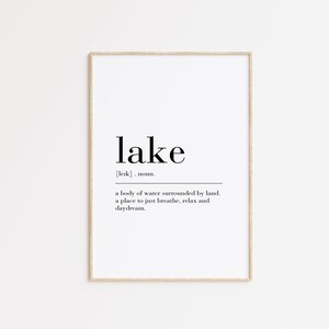 Lake Definition Print, Lake Print, Lake Poster, Definition Poster, Lake ...