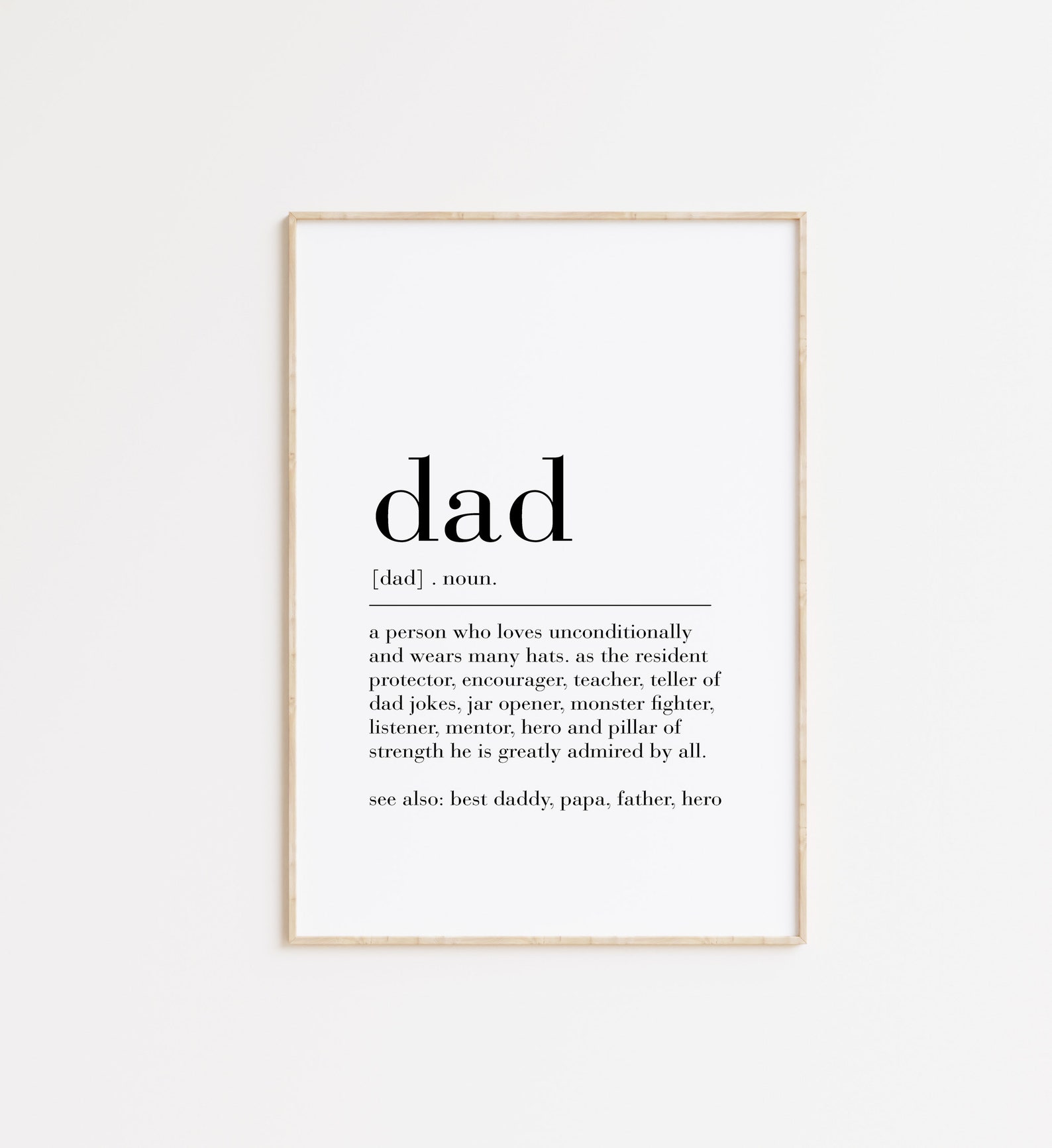 Dad Definition Print Dad Gifts Dad Definition Poster - Etsy
