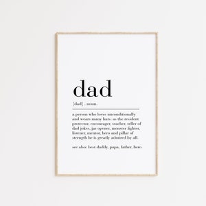 Dad Definition Print, Dad Gifts, Dad Definition Poster, Fathers Day ...