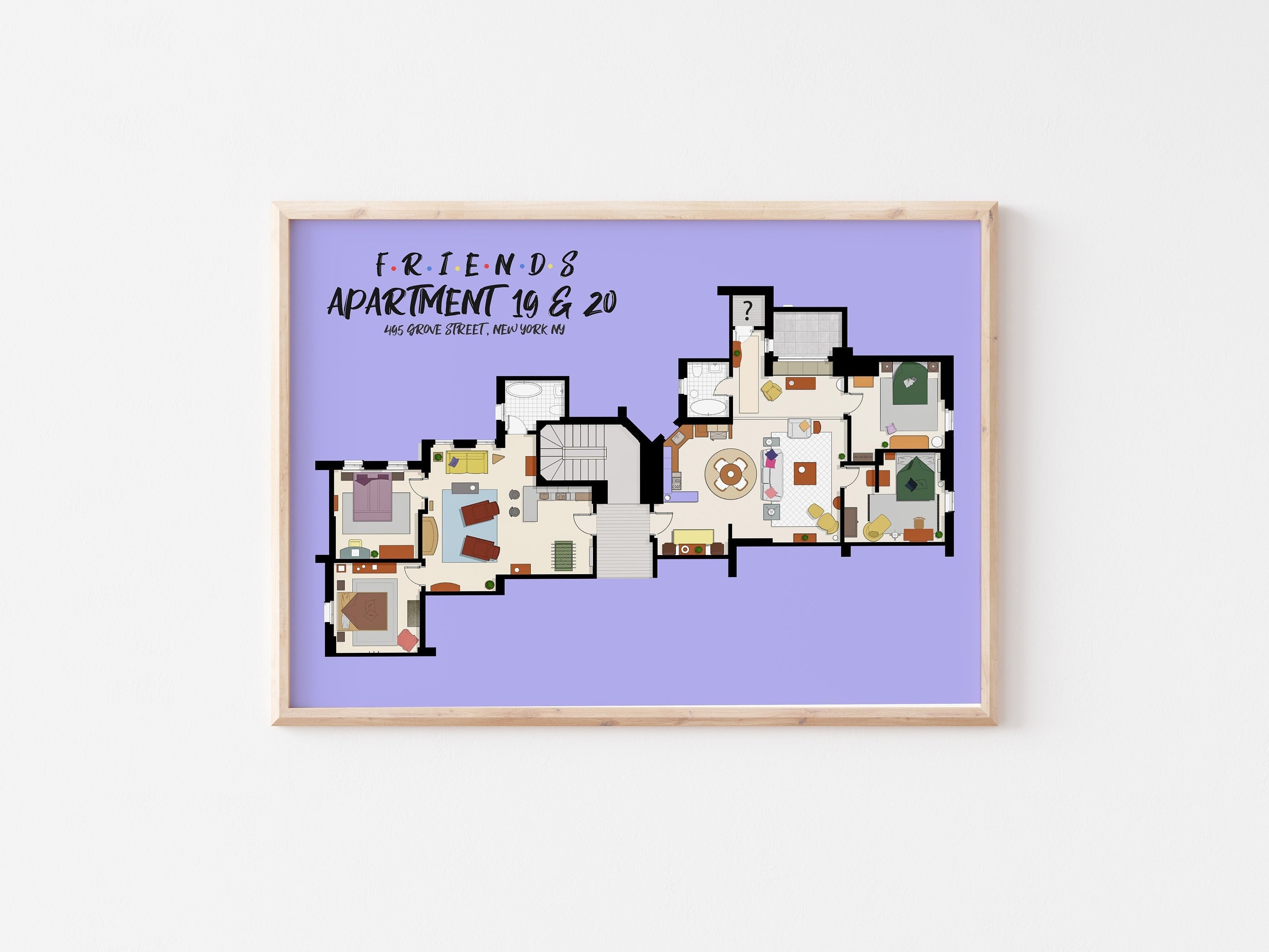 Friends TV Show Apartment Floor Plan-friends TV Show Layout - Etsy UK