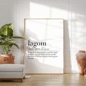 Lagom Definition Print, Lagom Poster, Lagom Wall Art, Scandinavian ...