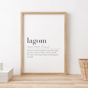 Lagom Definition Print, Lagom Poster, Lagom Wall Art, Scandinavian ...