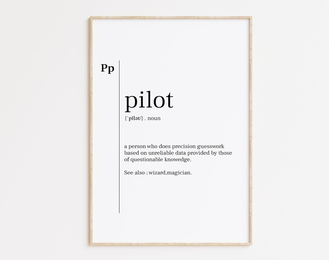 Pilot Print, Pilot Poster, Pilot Definition Print, Funny Definition ...