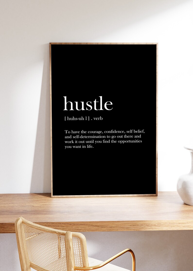 Hustle Poster Definition Wall Art Quote Print Motivational - Etsy