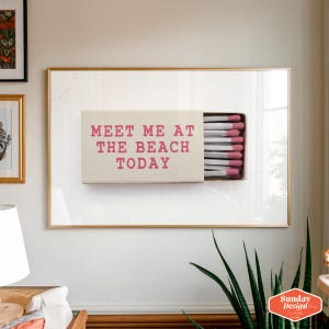 Meet Me at the Beach Matchbox Print, Coastal Matchbox Typography Poster ...