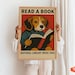 Read a Book Dog Poster, Dog Reading Art Print, Cute Dog Poster, Library ...