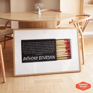 Anthony Bourdain Matchbox Quote Print, Eat at a Local Restaurant ...