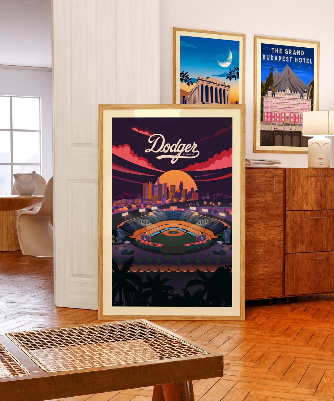 LA Dodgers Stadium Illustration Handmade Paint, Dodgers Stadium Wall ...