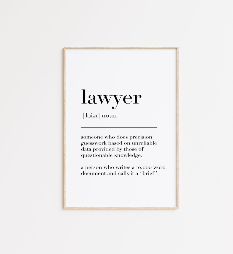 Lawyer Print Lawyer Poster Lawyer Definition Lawyer - Etsy