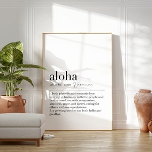 Aloha, Aloha Definition, Aloha Print, Hawaiian Wall Art Print, Quote ...