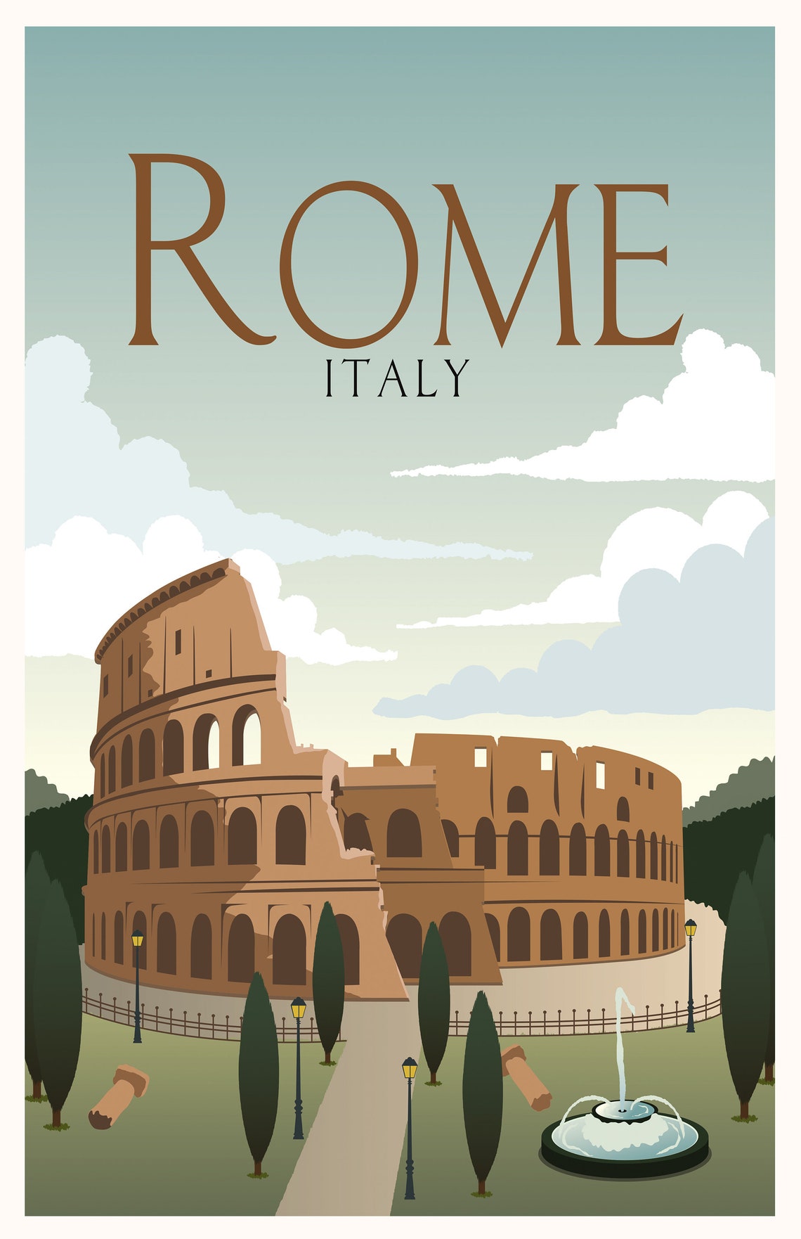 Stampa Roma Travel Poster Vintage Roma TravelStampa viaggio | Etsy