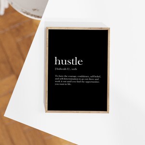Hustle Poster, Definition Wall Art, Quote Print, Motivational Print ...
