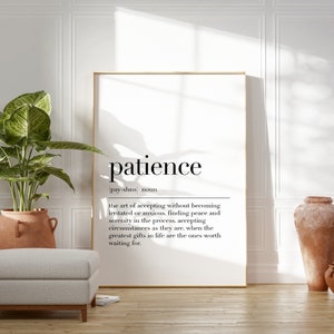 Patience Definition Print, Patience Quote Wall Art, Dictionary Poster ...