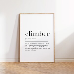 Climber Definition, Climber Poster, Climber Print, Gift for Climber ...