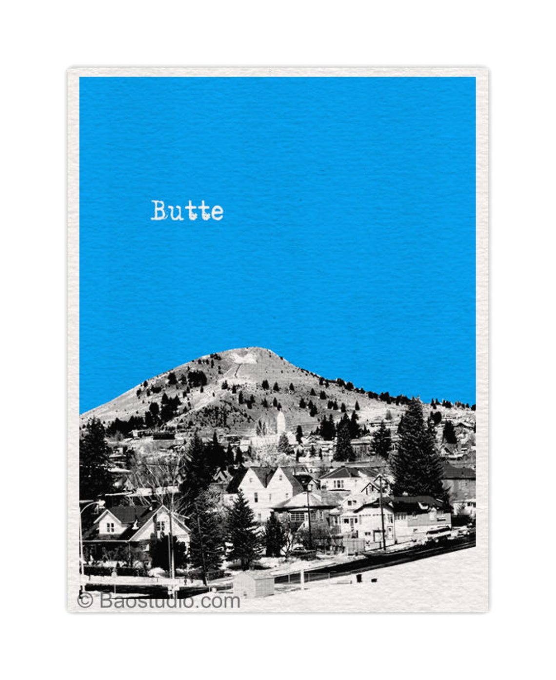 Butte Montana Skyline Art Print World Traveler Series City Etsy
