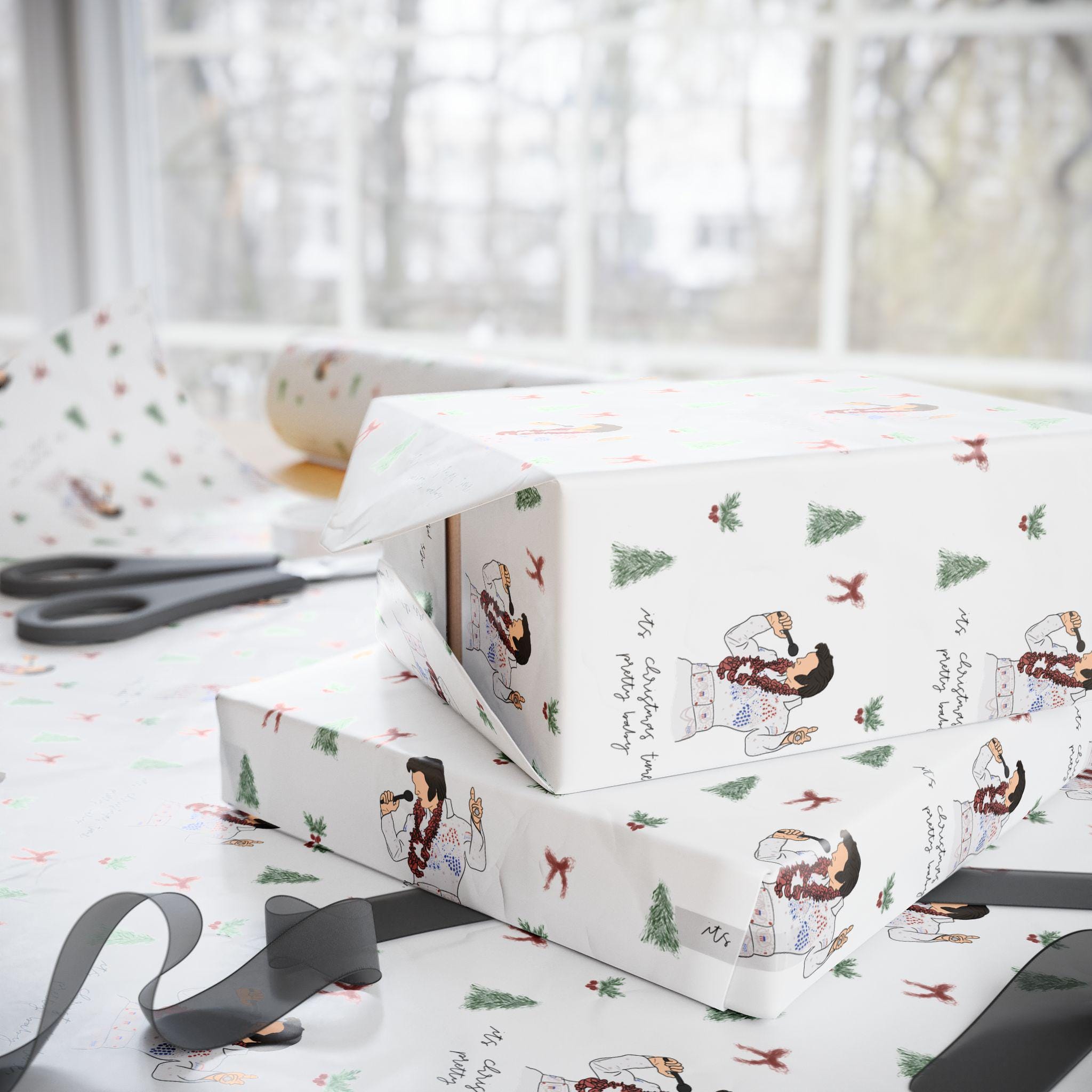 Elvis Presley Wrapping Paper, Christmas Wrap, Funny Christmas Wrapping ...