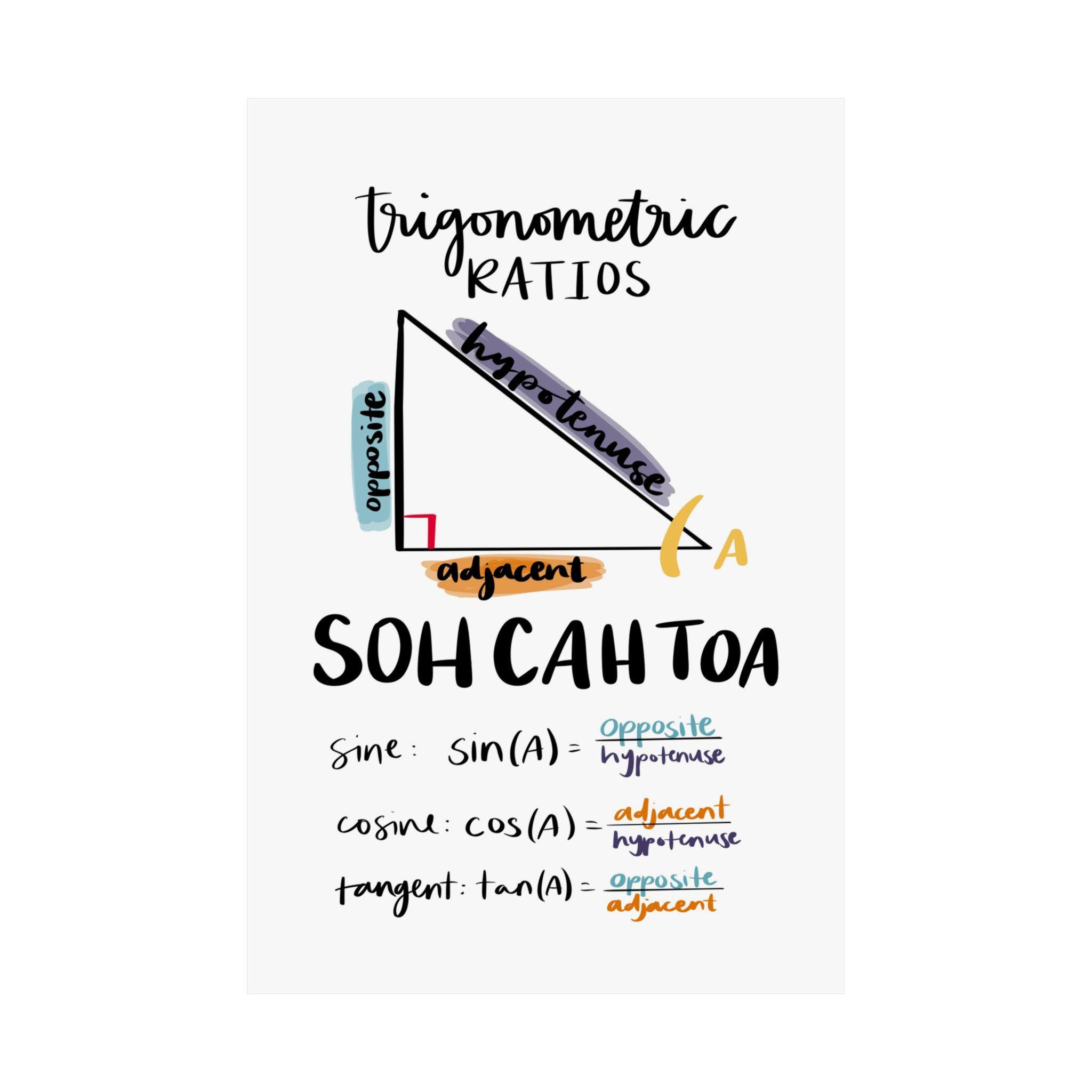 SOH CAH TOA Trig Poster - Etsy
