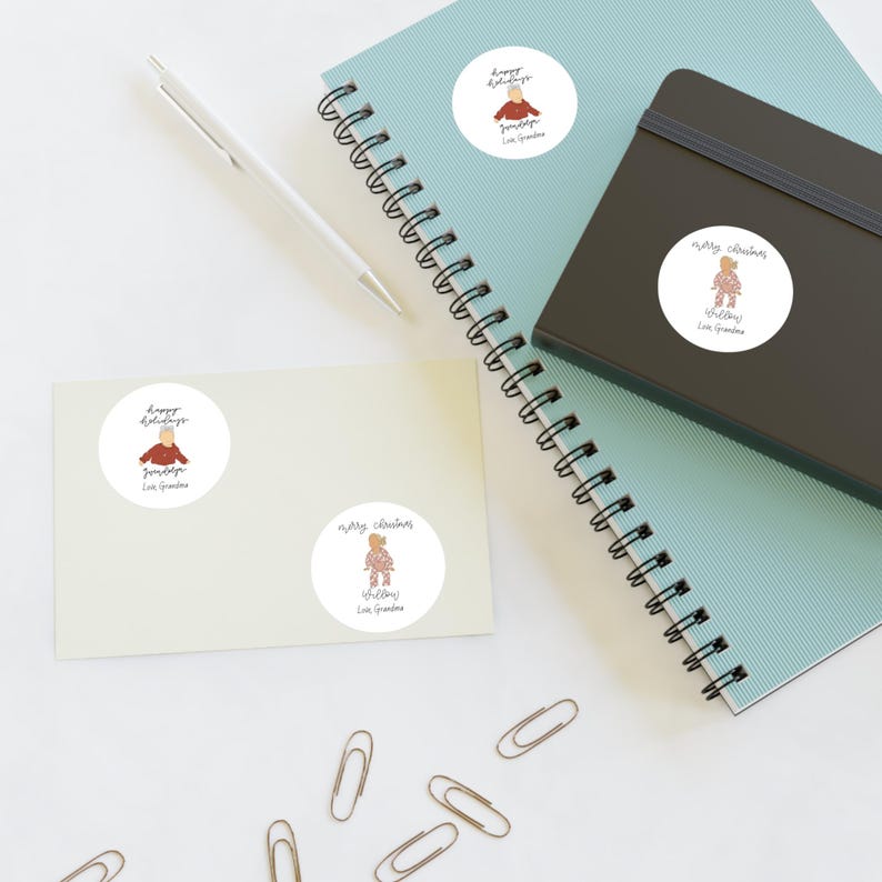 Customizable Portrait Gift Tag Sticker Sheets, Christmas Birthday ...