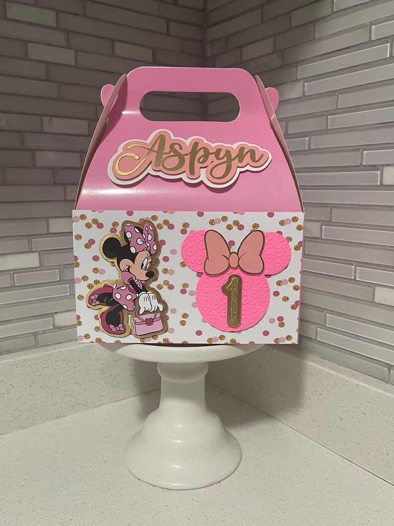 Set 6 Minnie Candy Box /gable Box Minnie Mouse/ Gold and Pink - Etsy