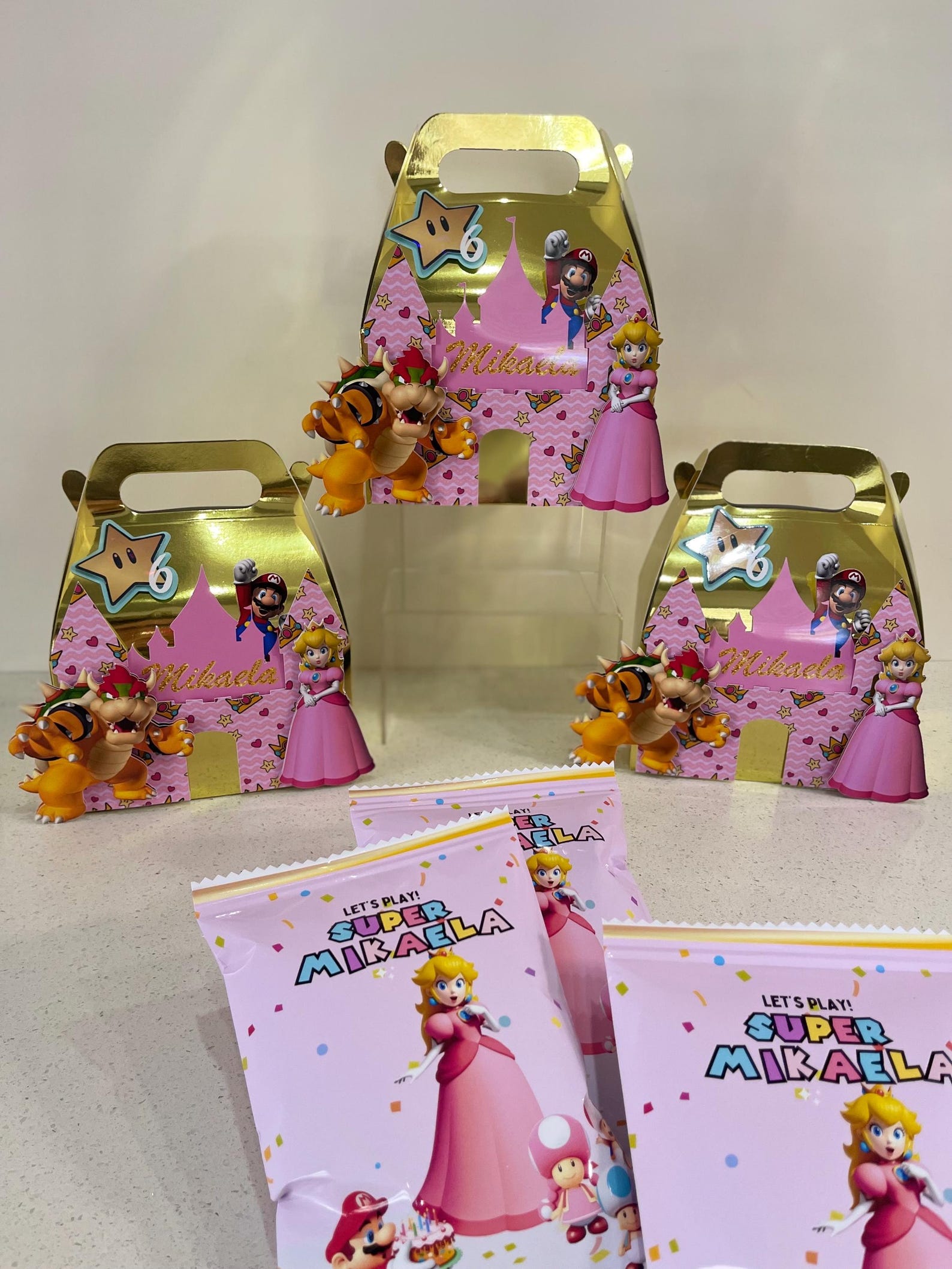 Princess Peach Favor Box: 3D Gold Accent Birthday Decoration - Etsy