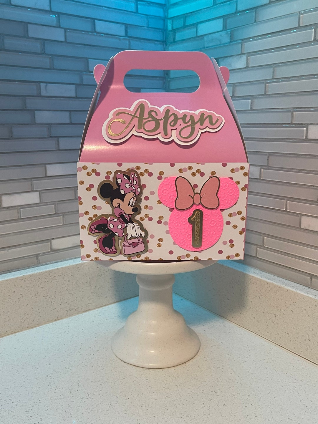 Set 6 Minnie Candy Box /gable Box Minnie Mouse/ Gold and Pink Minnie ...