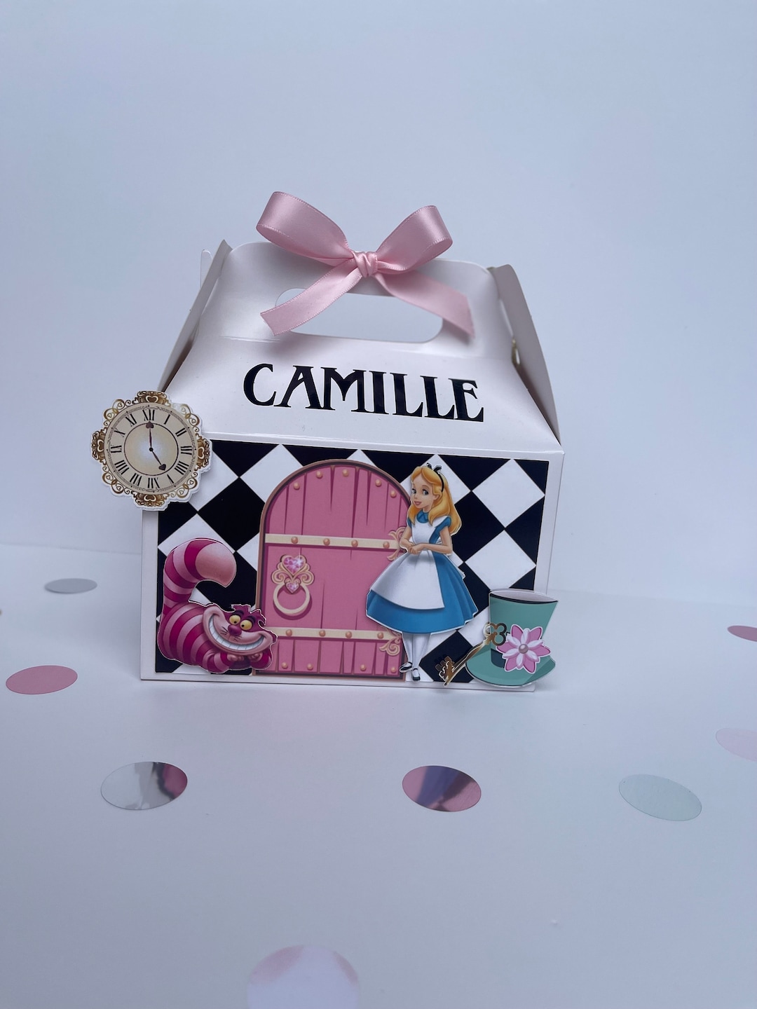 Alice in Wonderland Favor Boxes: 3D Gold Accent Party Decor (set of 6 ...