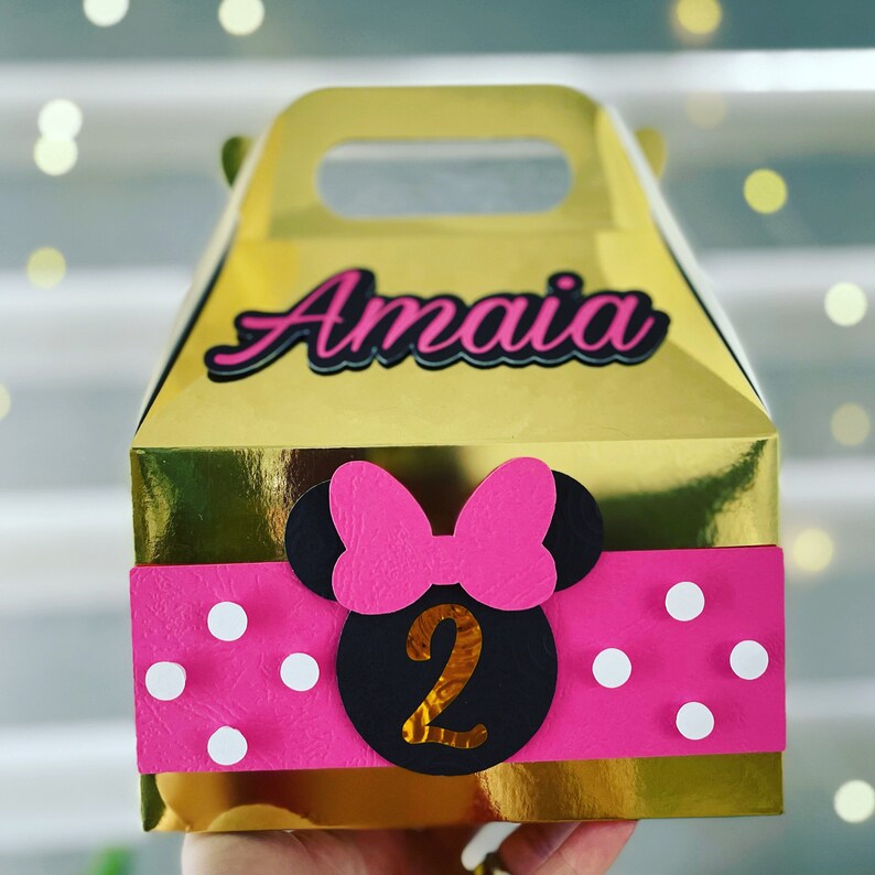 Set 6 Minnie Candy Box /gable Box Minnie Mouse/ Gold and Pink - Etsy