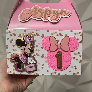 Set 6 Minnie Candy Box /gable Box Minnie Mouse/ Gold and Pink Minnie ...