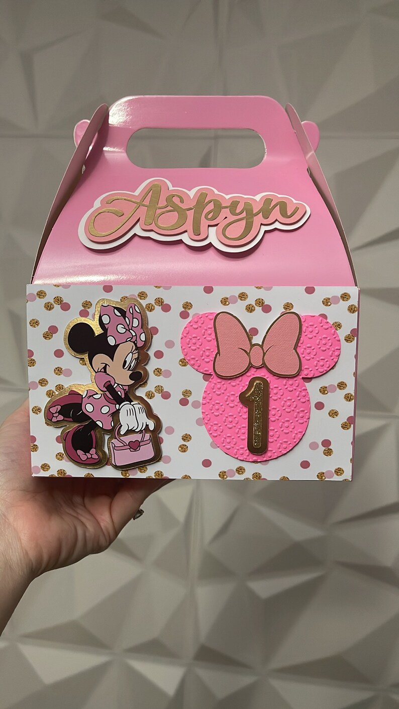 Set 6 Minnie Candy Box /gable Box Minnie Mouse/ Gold and Pink - Etsy
