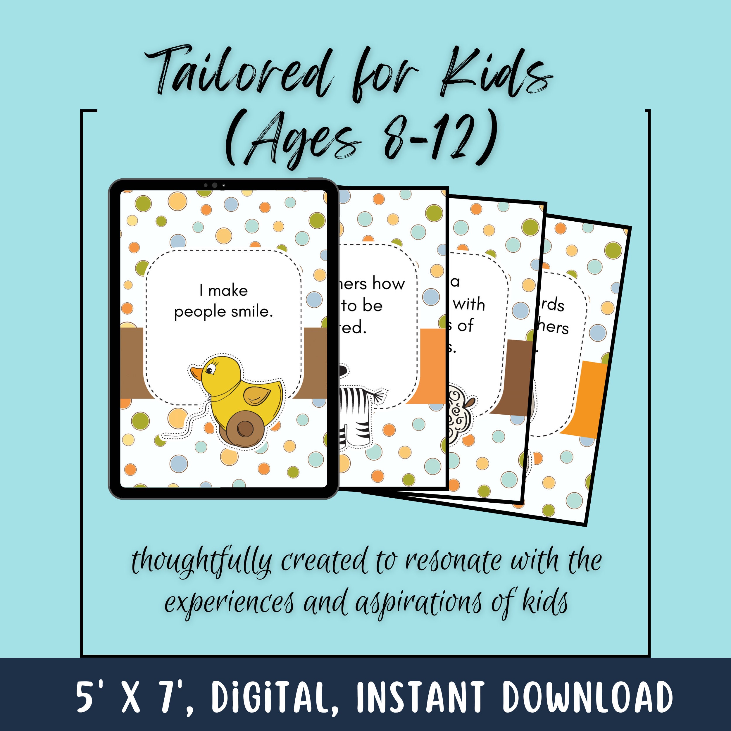 Kindness and Empathy Affirmation Cards for Kids 50-card Pack, Printable ...