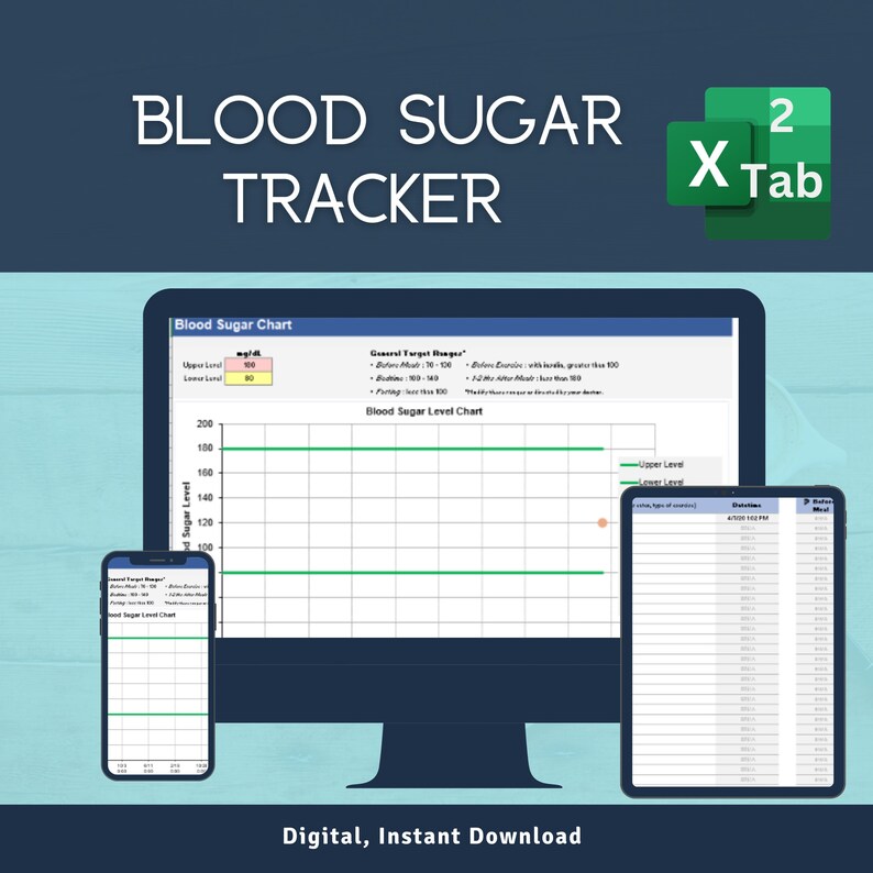 Blood Sugar Tracker Excel Spreadsheet Blood Sugar Log - Etsy