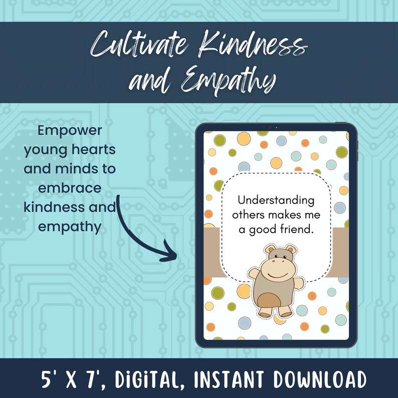 Kindness and Empathy Affirmation Cards for Kids 50-card Pack, Printable ...