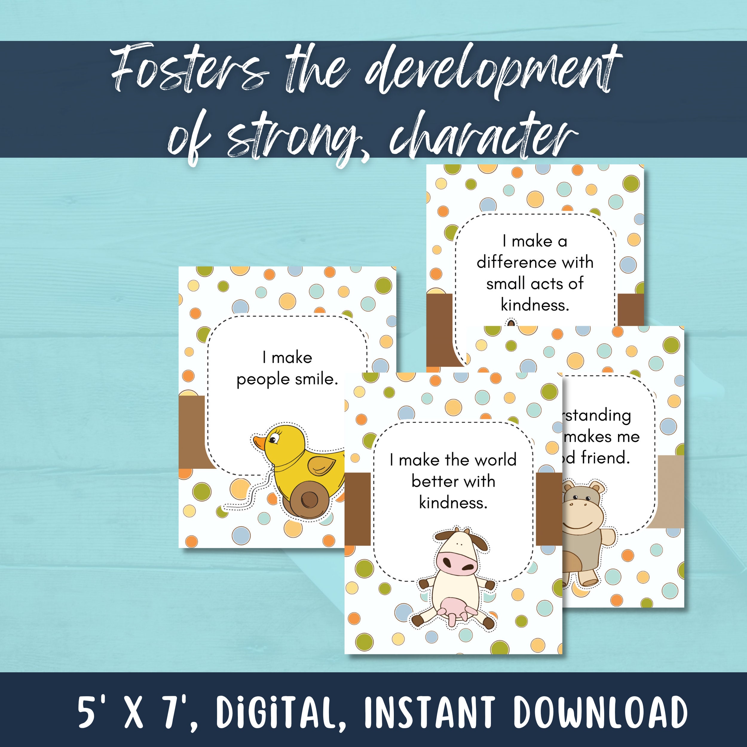 Kindness and Empathy Affirmation Cards for Kids 50-card Pack, Printable ...