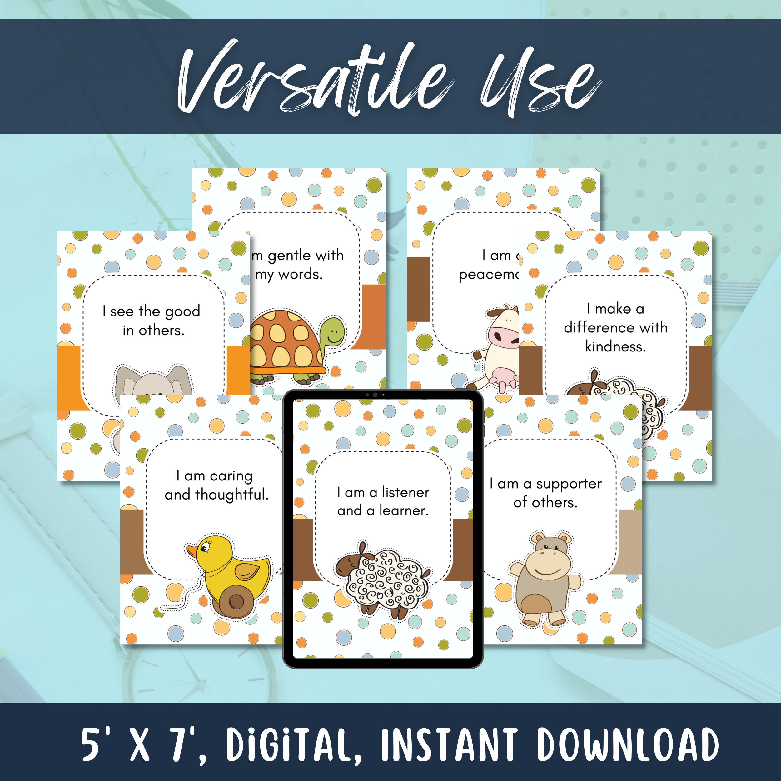 Kindness and Empathy Affirmation Cards for Kids 50-card Pack, Printable ...