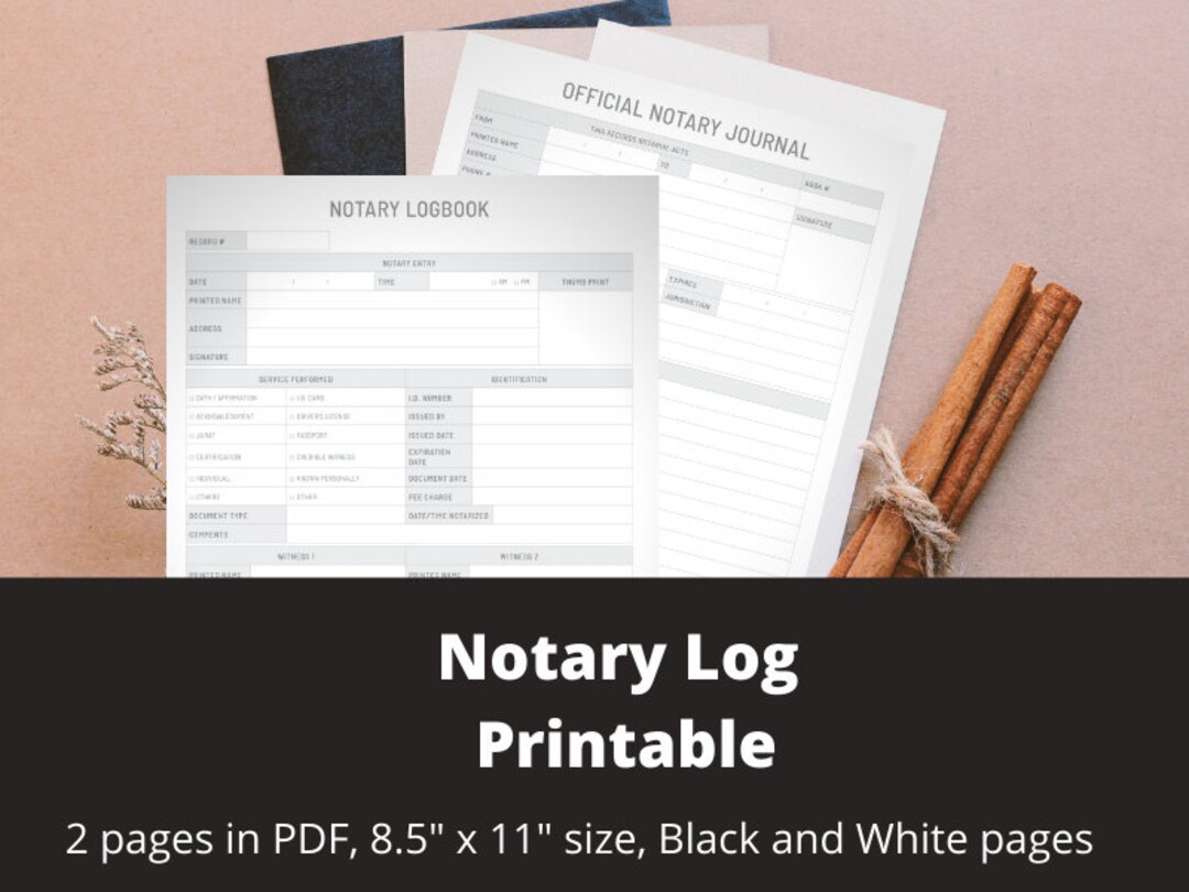 Notary Log Printable, Digital, Instant Download - Etsy