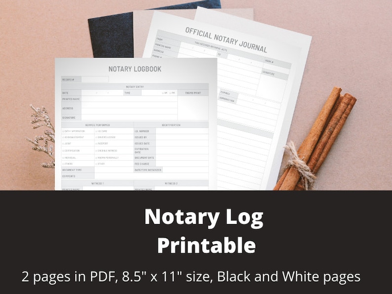 Notary Log Printable, Digital, Instant Download - Etsy