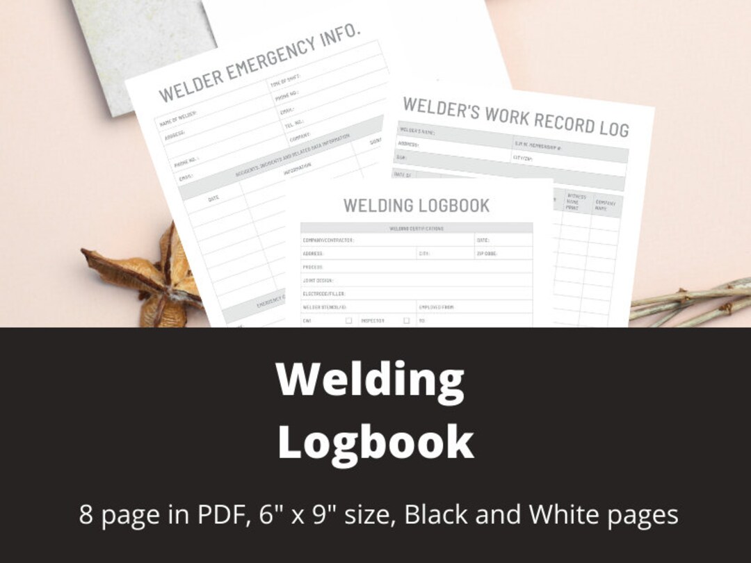 Welding Logbook, Digital, Instant Download - Etsy