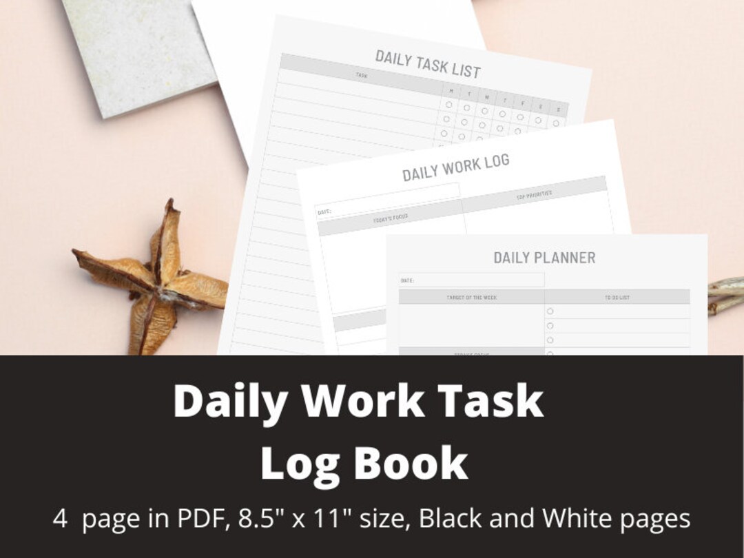 Daily Work Task Log Book, Digital, Instant Download - Etsy