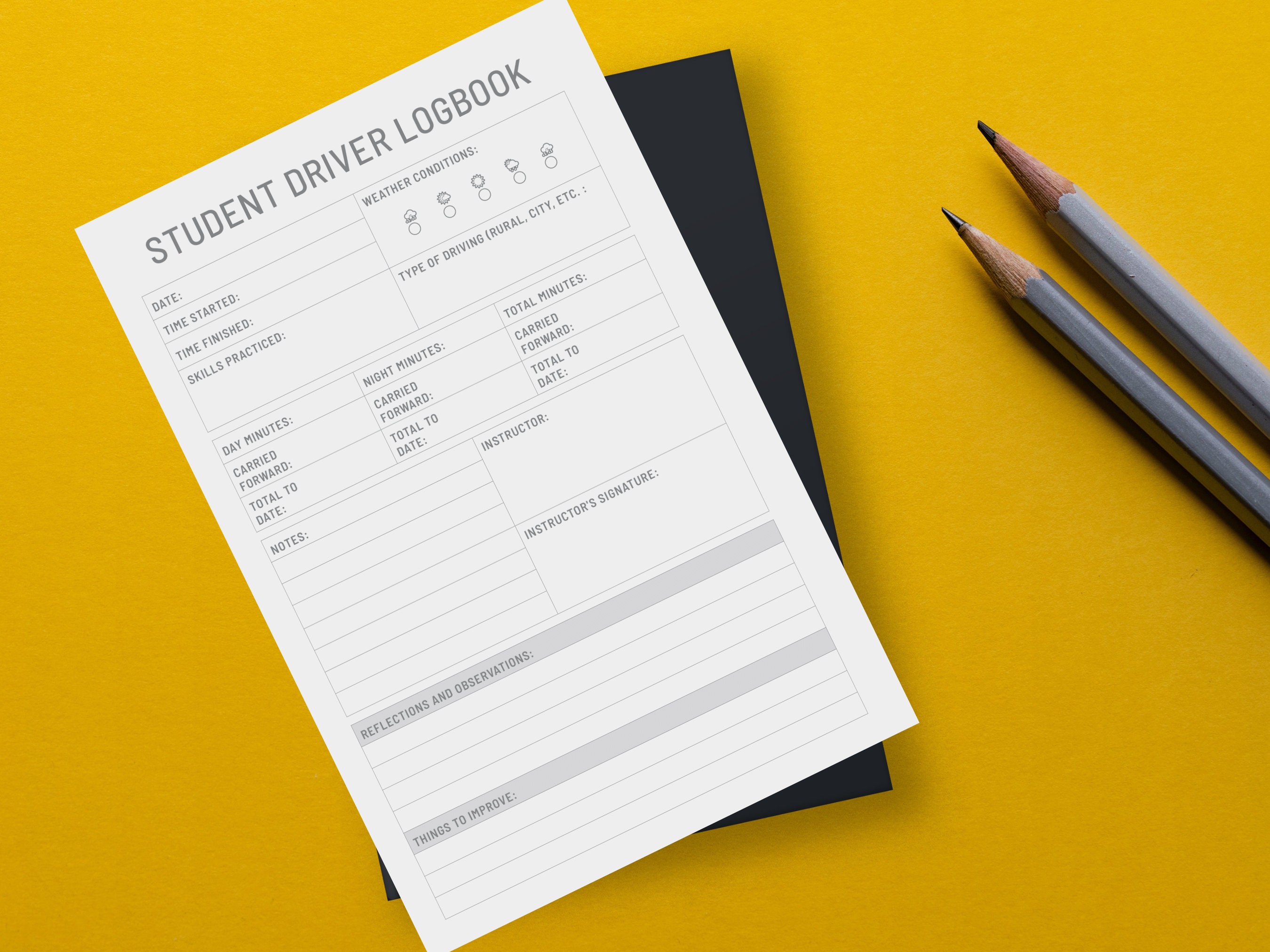 Student Driver Logbook Printable Digital Instant Download - Etsy