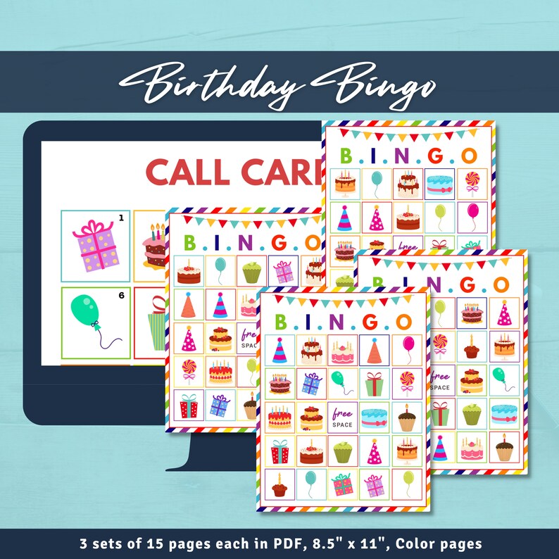 Bingo de cumpleaños imprimible, digital, descarga instantánea - Etsy México