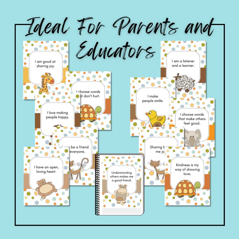 Kindness and Empathy Affirmation Cards for Kids 50-card Pack, Printable ...