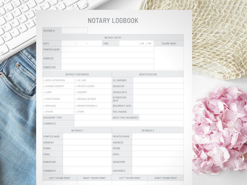 Notary Log Printable, Digital, Instant Download - Etsy