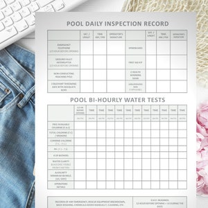 Pool Maintenance Log Printable Digital Instant Download - Etsy