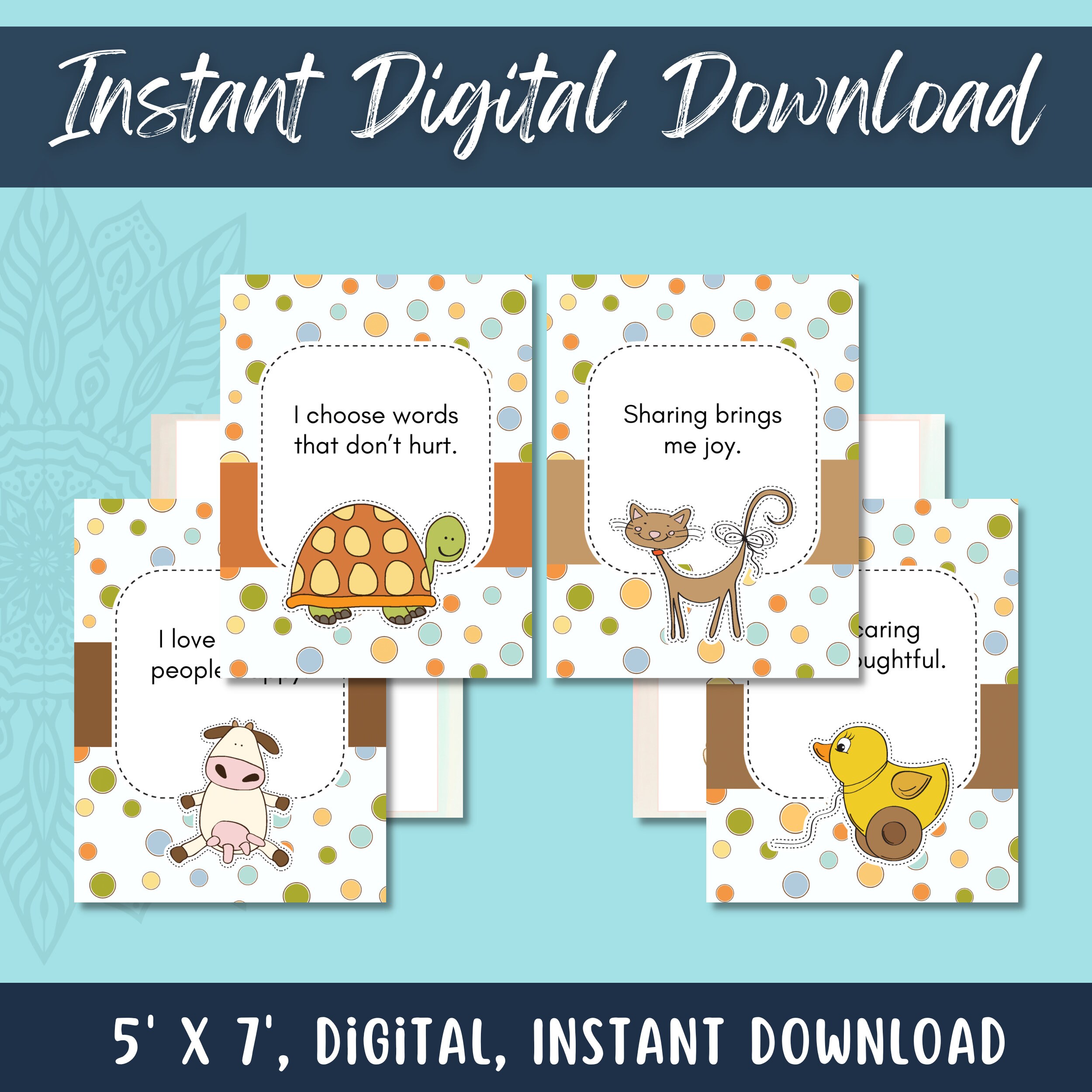 Kindness and Empathy Affirmation Cards for Kids 50-card Pack, Printable ...