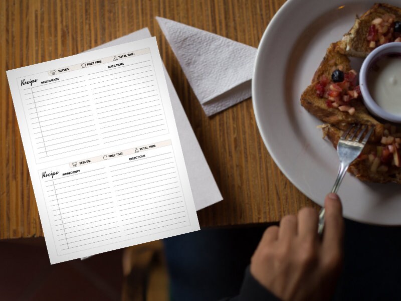 Baking and Cooking Recipes Log Printable Digital Instant - Etsy UK