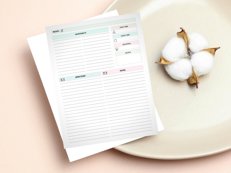 Baking and Cooking Recipes Log Printable Digital Instant - Etsy UK