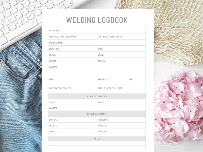 Welding Logbook, Digital, Instant Download - Etsy