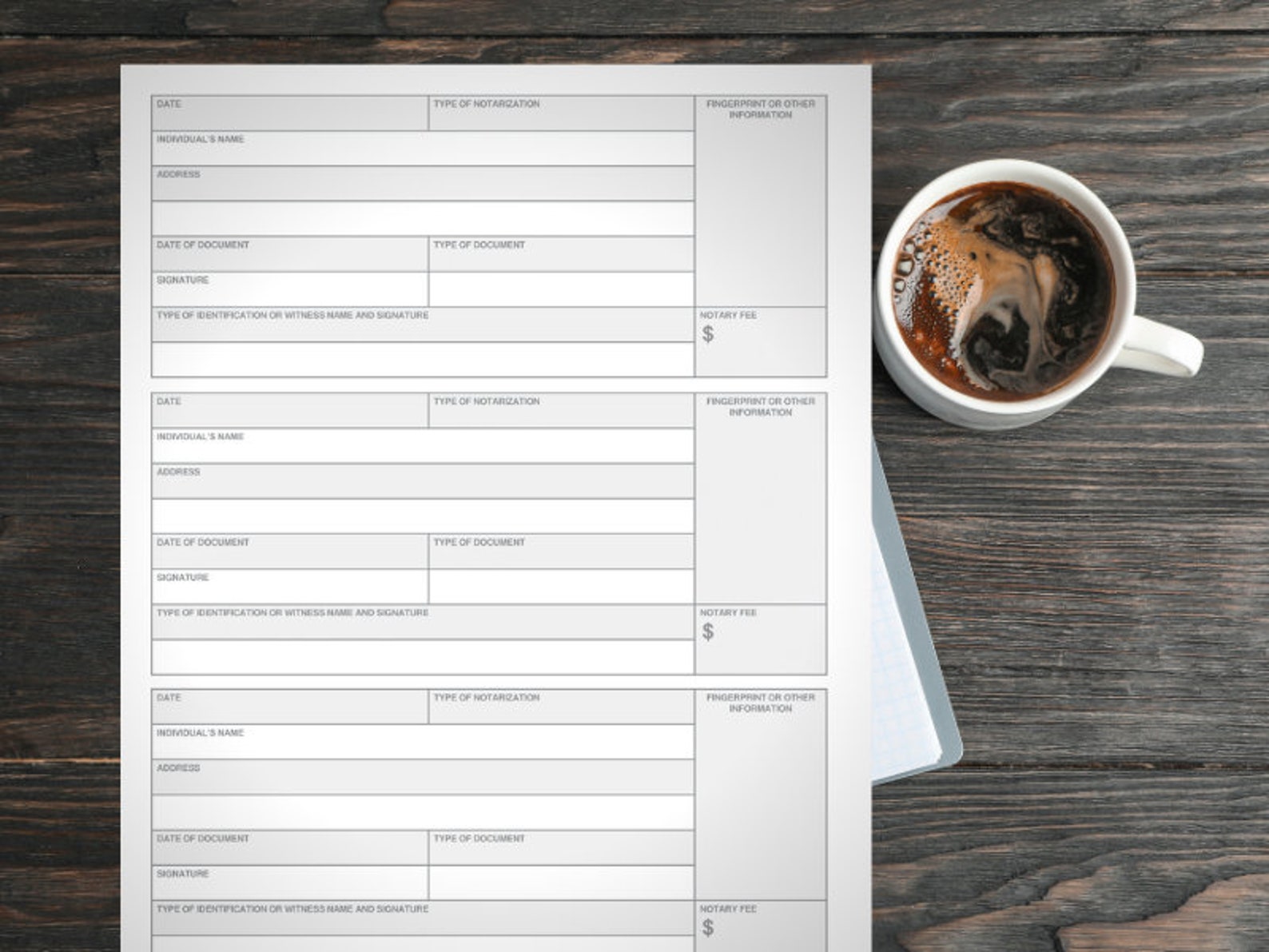 Notary Record Log Printable Digital Instant Download Etsy