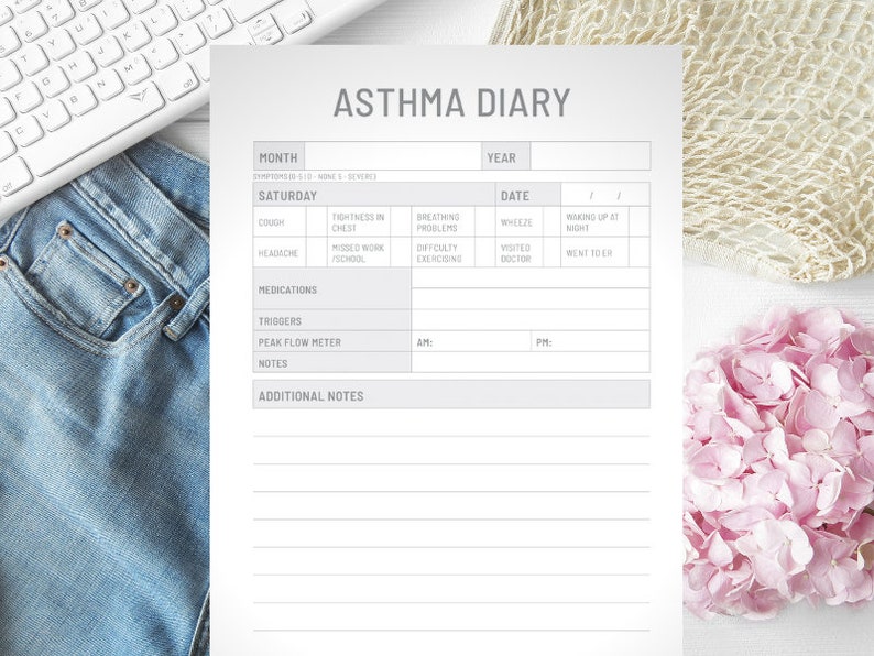 Asthma Diary Printable Digital Instant Download - Etsy